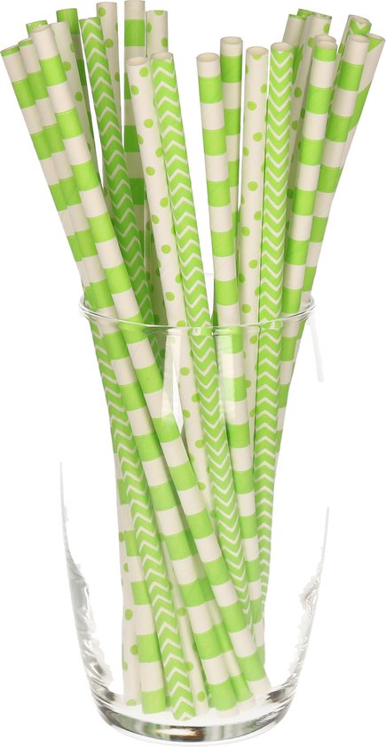 Excellent Houseware Drinkrietjes van papier - 100x - groen - 20 cm | bol