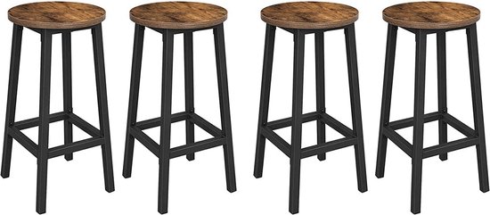 Barkrukken Set van 4 - Industrieel Design - Bruin / Zwart | bol