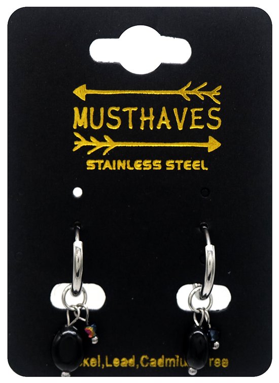 Oorbellen met Steentje - Oorringen - RVS - 12x22 mm - Zilverkleurig | bol