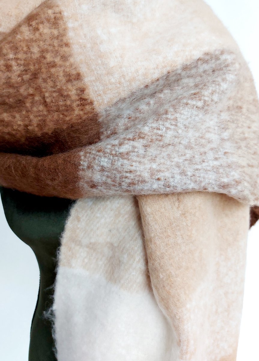 zaZa'z - Sjaal - Bruin/Beige/Caramel - Blok - 200x50cm | bol.com