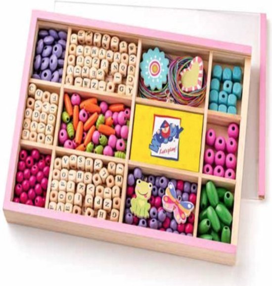 Woody Kralendoos Met Alfabet - Houten Kralen Set -DIY Kinder Kralen Set ...