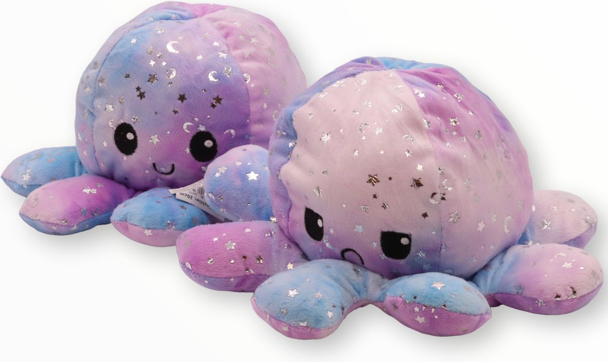 Grote Octopus Knuffel Mood – XL 30cm - Emotie Knuffel Omkeerbaar ...