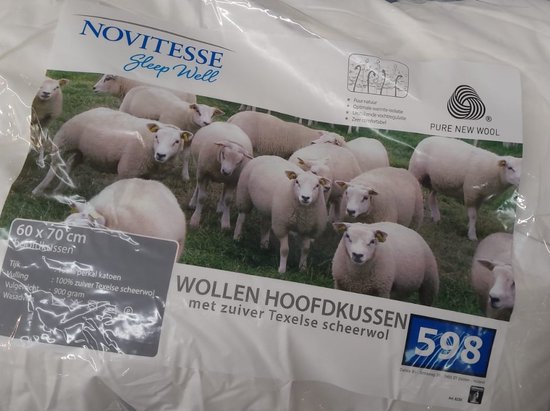 Novitesse Sleep Well Texelse Scheerwol Hoofdkussen - 60 x 70 cm ...