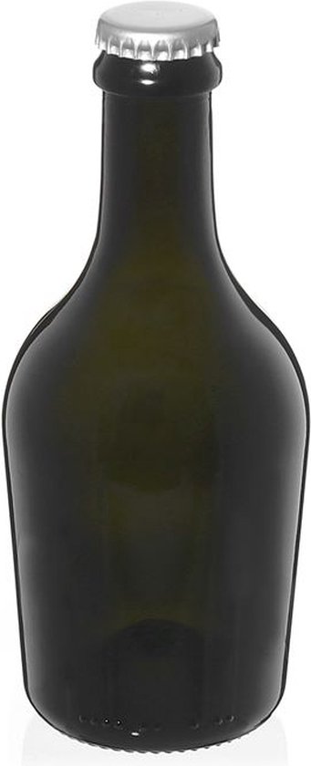 10 stuks - 330ml antiekgroene bierfles "Butterfly" kroonkurk zilver ...