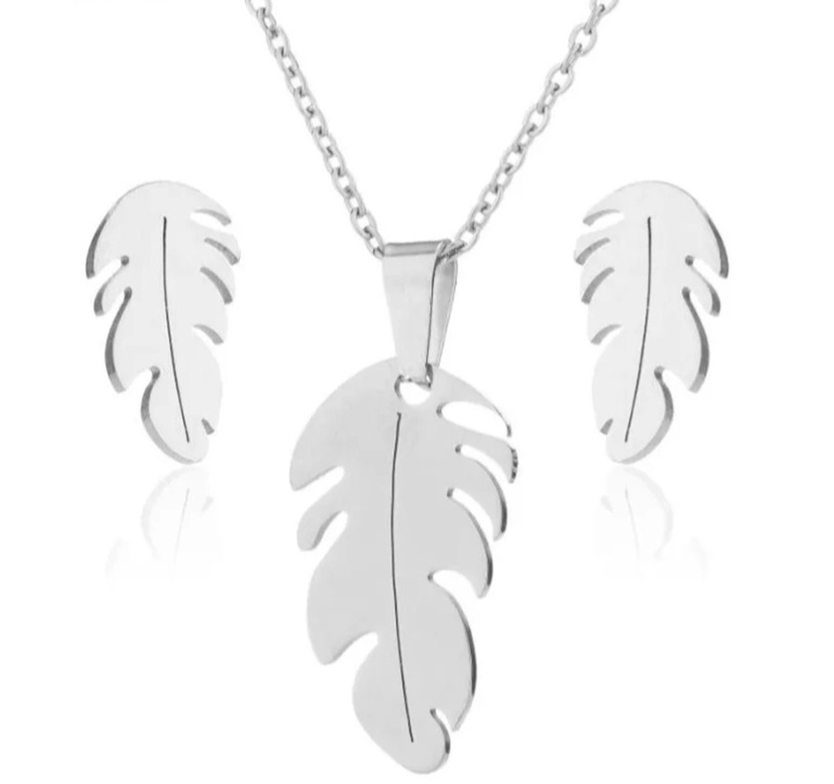 Sieraden set dames – Ketting – Oorbellen – Staal – Zilverkleurig ...