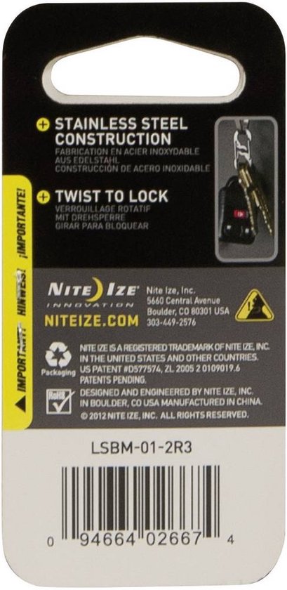 NITE Ize NI-LSBM-01-2R3 Karabijn MicroLock S-Biner 2 35 mm x 15 mm x 7 mm 2 stuk(s) | bol