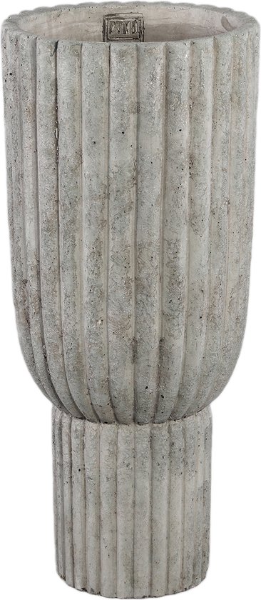 PTMD Cinne Grey Cement Ribbed Pot On Base Round M | bol