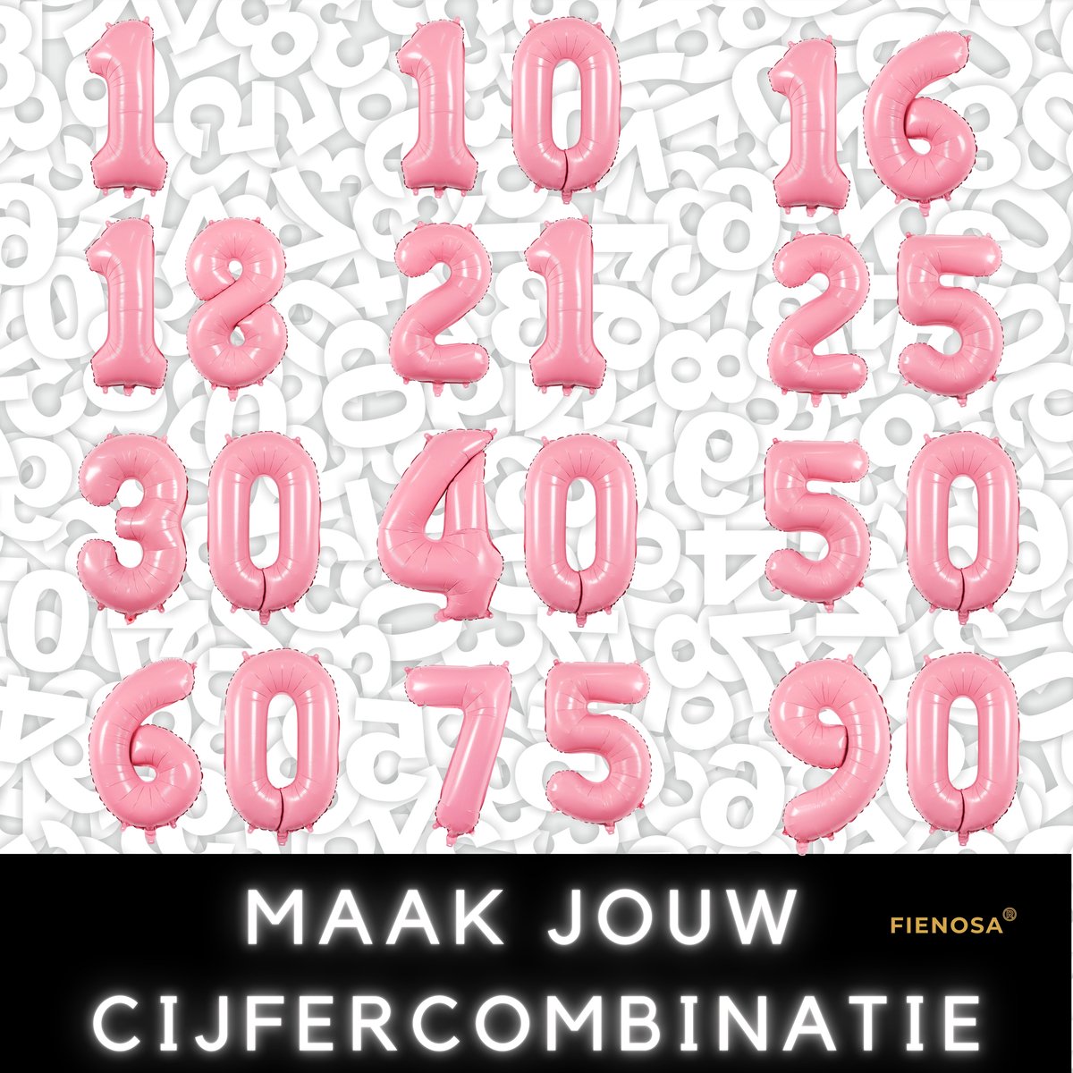 Cijfer Ballonnen - Nummer 4 - Roze - 82 cm - Helium Ballon - Fienosa ...