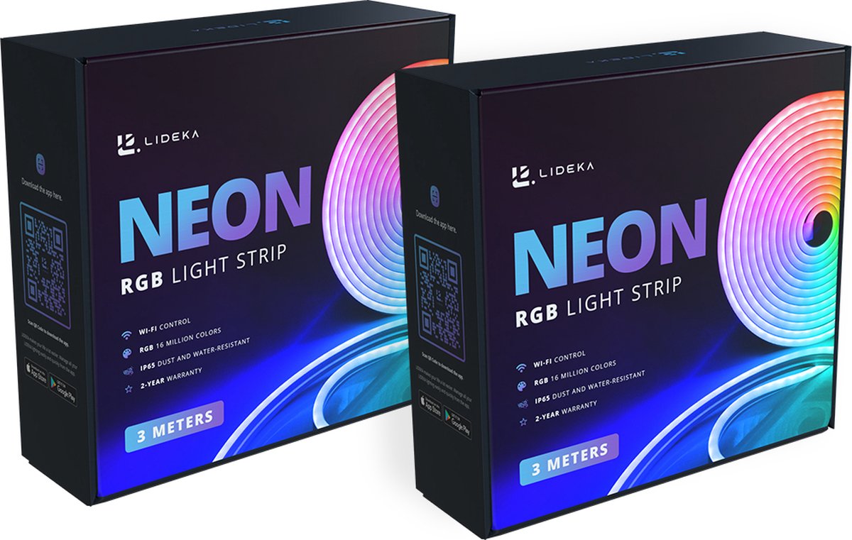 Lideka® - RGB Neon LED Strip 6 Meter (2 sets van 3m) - Met App En Afstandsbediening -... | bol.com