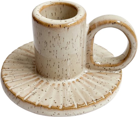 Rustik Lys - Kaarsenhouder 'Sun' - Lichtgrijs met 'sproetjes' - Ø9cm ...