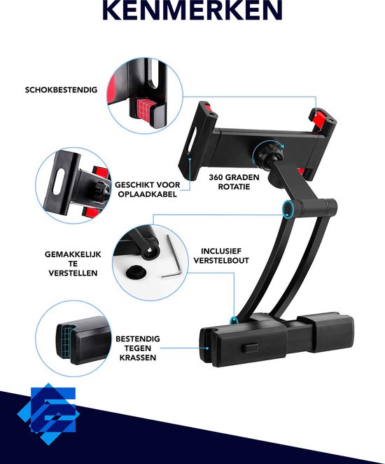 Tablet Houder Auto Hoofdsteun Verstelbaar Universeel 360 Graden ...