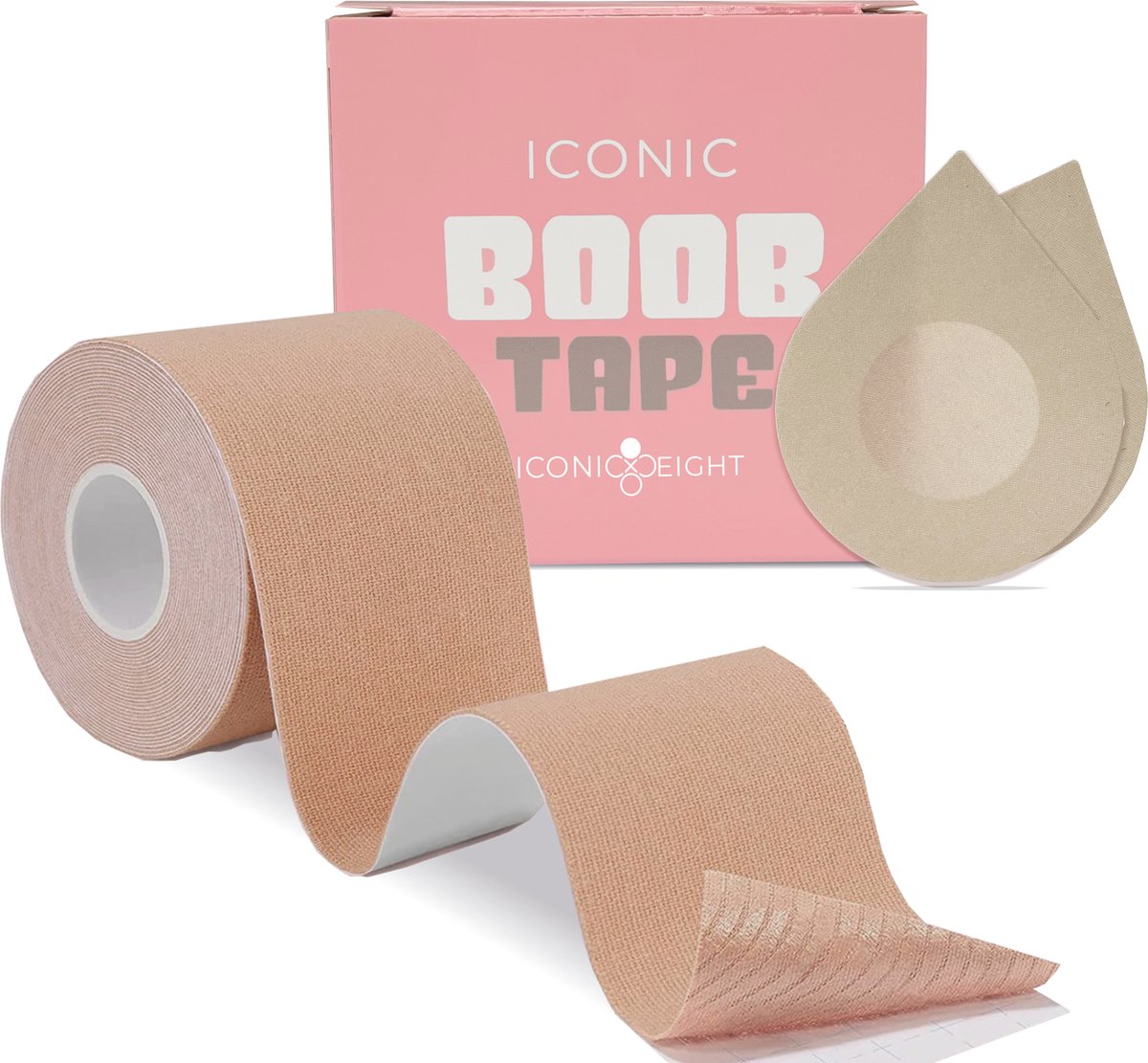ICONIC Boob Tape Incl. 3 sets Silk Nipple Covers - 7,5 cm Extra brede Boobtape -... | bol.com