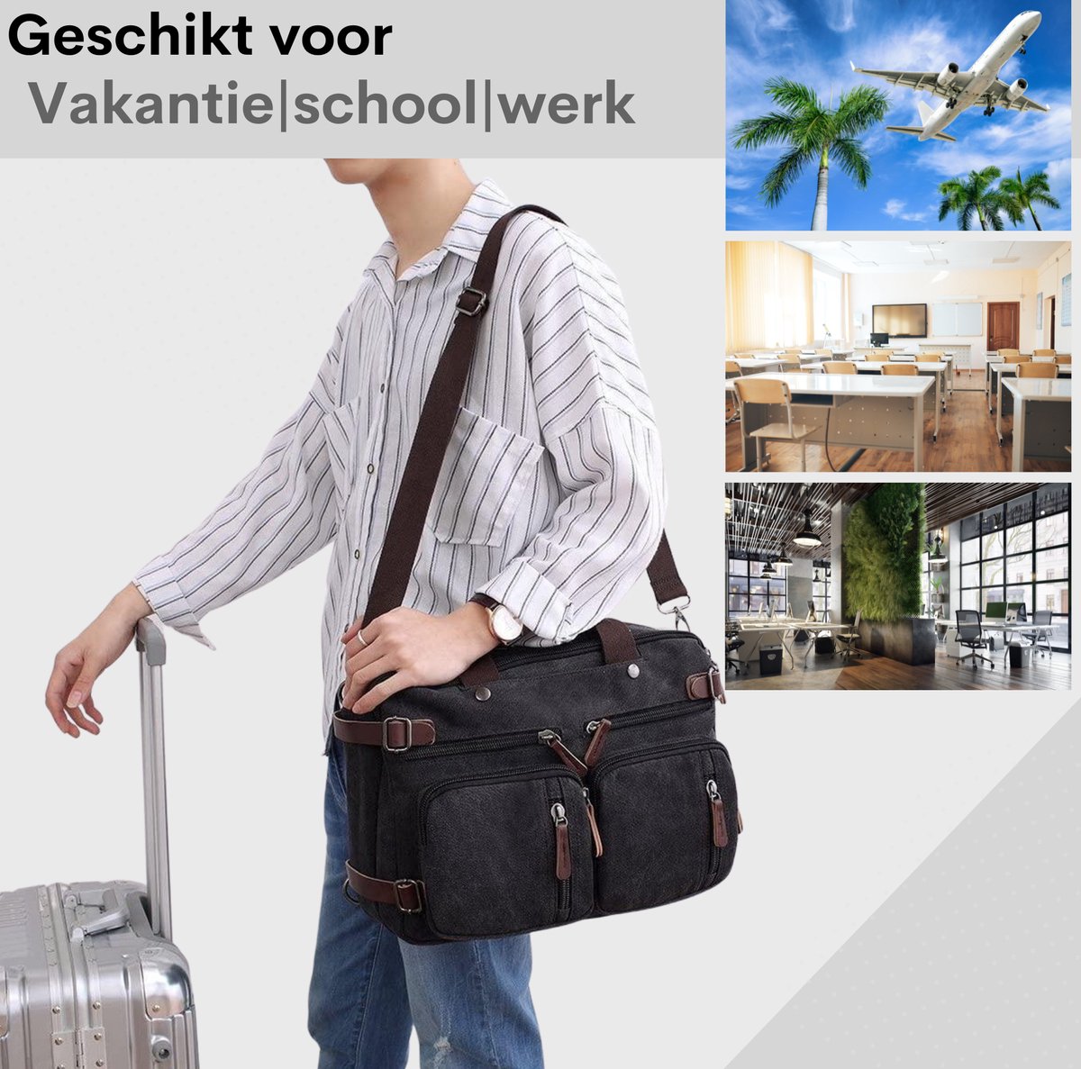 Jeusin® Multifunctionele comfortabele laptoptas 3-in-1 Rugtas - Rugzak ...