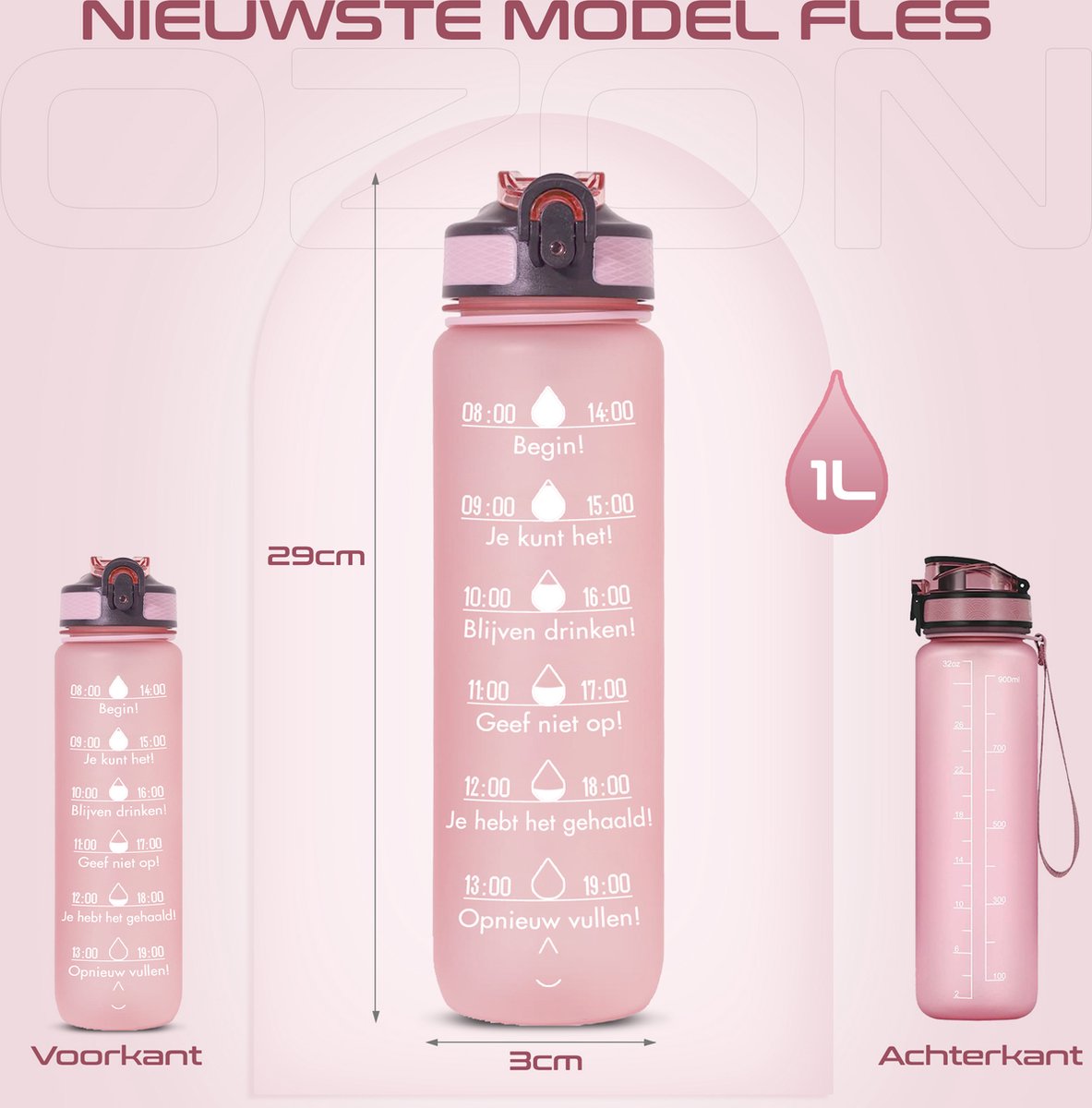 Gluxury Luxe Motivatie Waterfles - Nederlandse Tekst - Drinkfles met ...