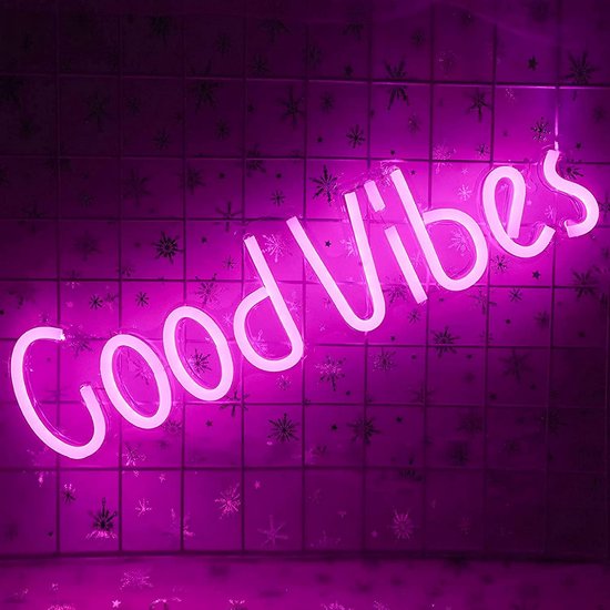 Neon led lamp - Good Vibes - Roze - 13 x 50 cm - USB - Neon Verlichting ...