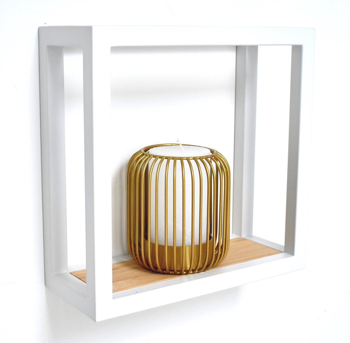Wandrek wit industrieel - vierkant - 24cm x 24cm x 12cm. - Wandrek wit ...