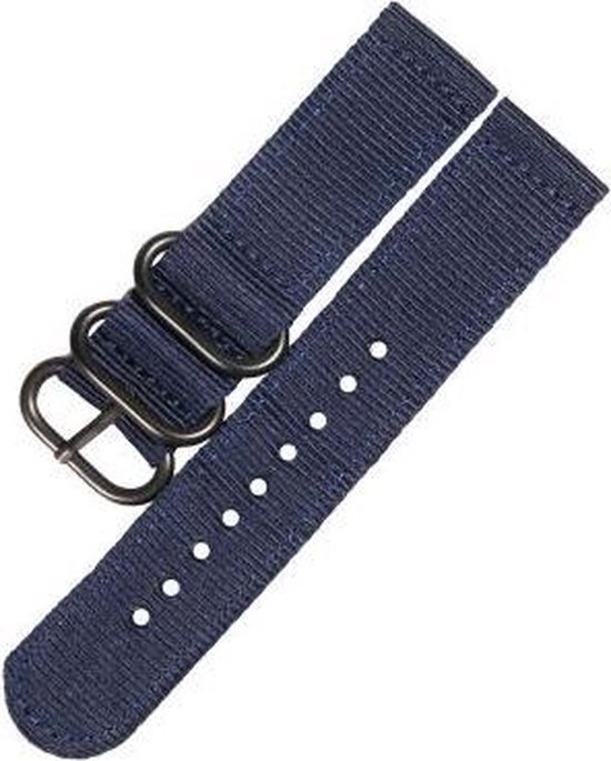 Premium Blue - Zulu two-piece Nato strap 22mm - Horlogeband Blauw | bol