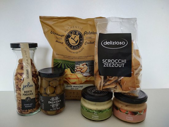 Borrel cadeau | snack pakket | pinda's | bol
