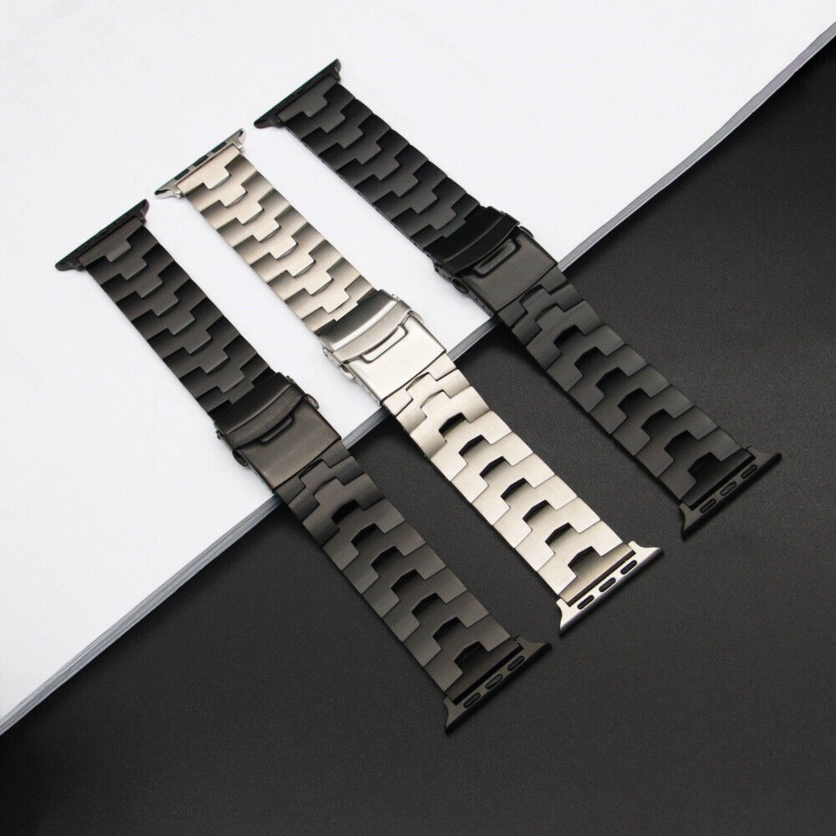 Titanium Smartwatch bandje - Geschikt voor Apple Watch titanium grain ...