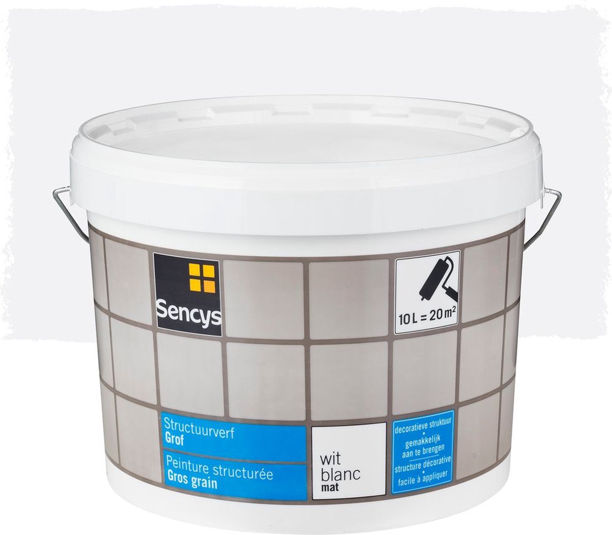 Sencys Structuurverf Grof Mat Wit 10L | bol