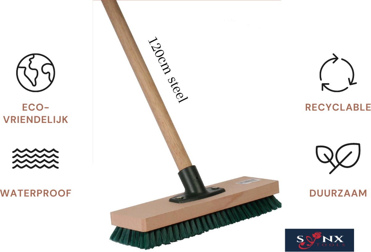 Synx Tools - Mos & Tegelborstel 28cm - Mosbezem bezem met Steel 120 cm ...