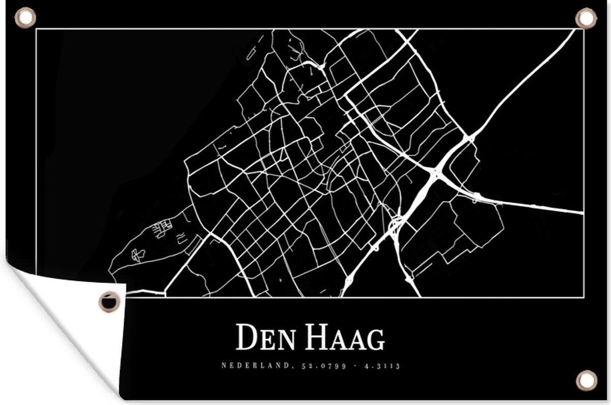 Tuindecoratie Plattegrond - Den Haag - Kaart - Stadskaart - 60x40 cm ...