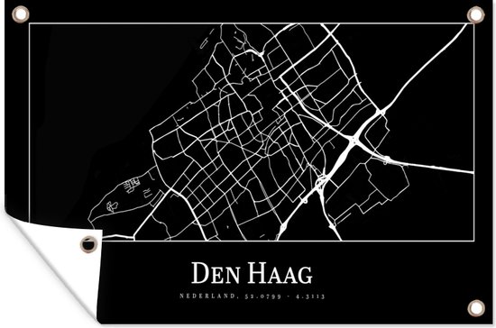 Tuindecoratie Plattegrond - Den Haag - Kaart - Stadskaart - 60x40 cm ...