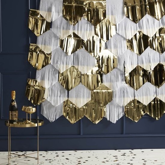 Ginger Ray - Ginger Ray - Pop The Bubble - Backdrop gold/white | bol