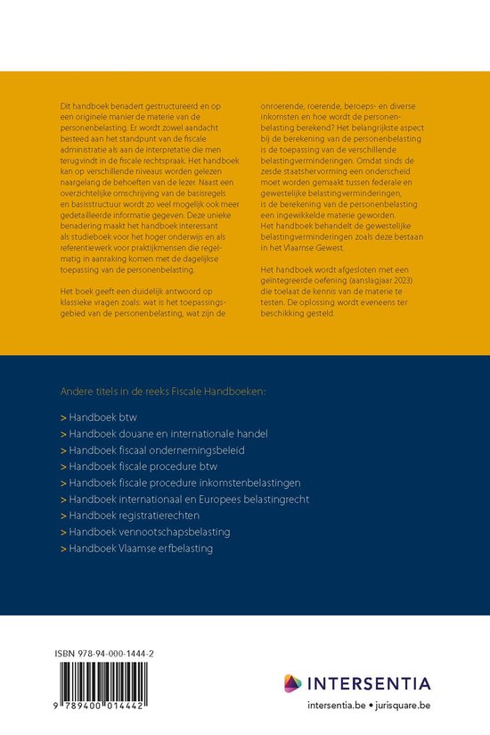 Handboek personenbelasting 2022-2023, Inge van de Woesteyne | 9789400014442 | Boeken | bol