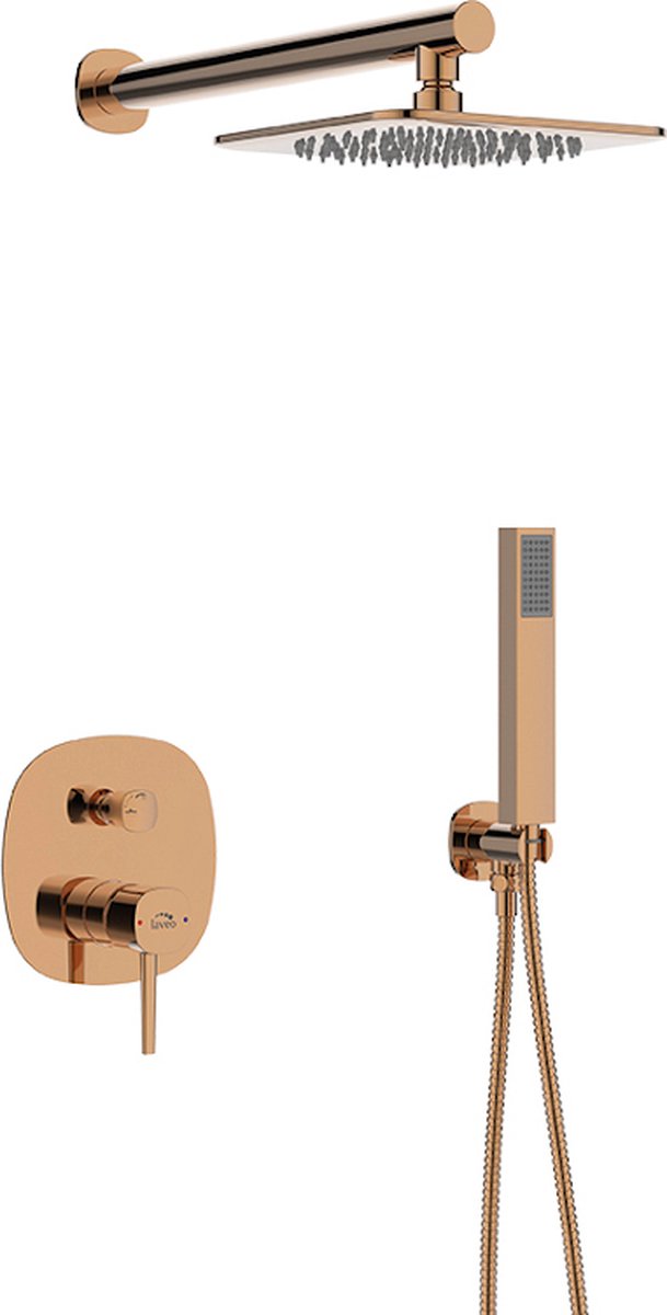 Pola - set de douche avec mitigeur pour installation encastrée, or rose ...