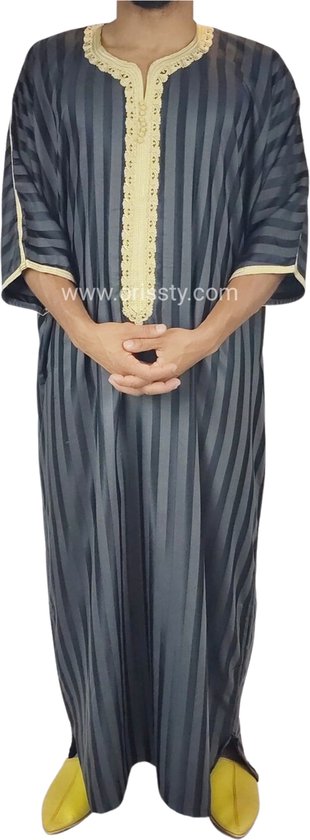 Zwart Johara Kandora | Qamis | Abaya | Marokkaanse traditionele ...