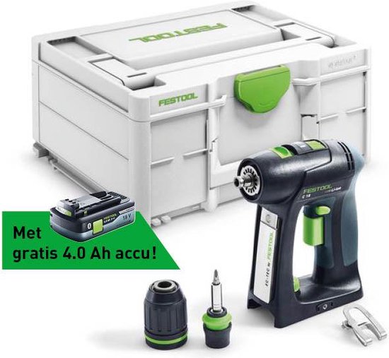 Festool C 18-Basic-4,0 - Promo 2022 - 18V Li-Ion accu schroefboormachine set in... | bol.com