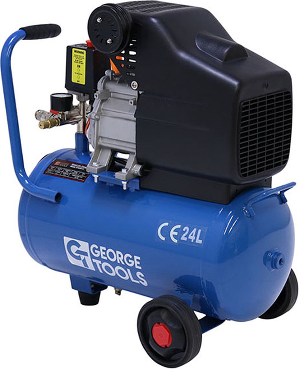 George Tools compressor 24 liter - Oliegesmeerde 2pk motor - Aanzuigcapaciteit 130... | bol.com