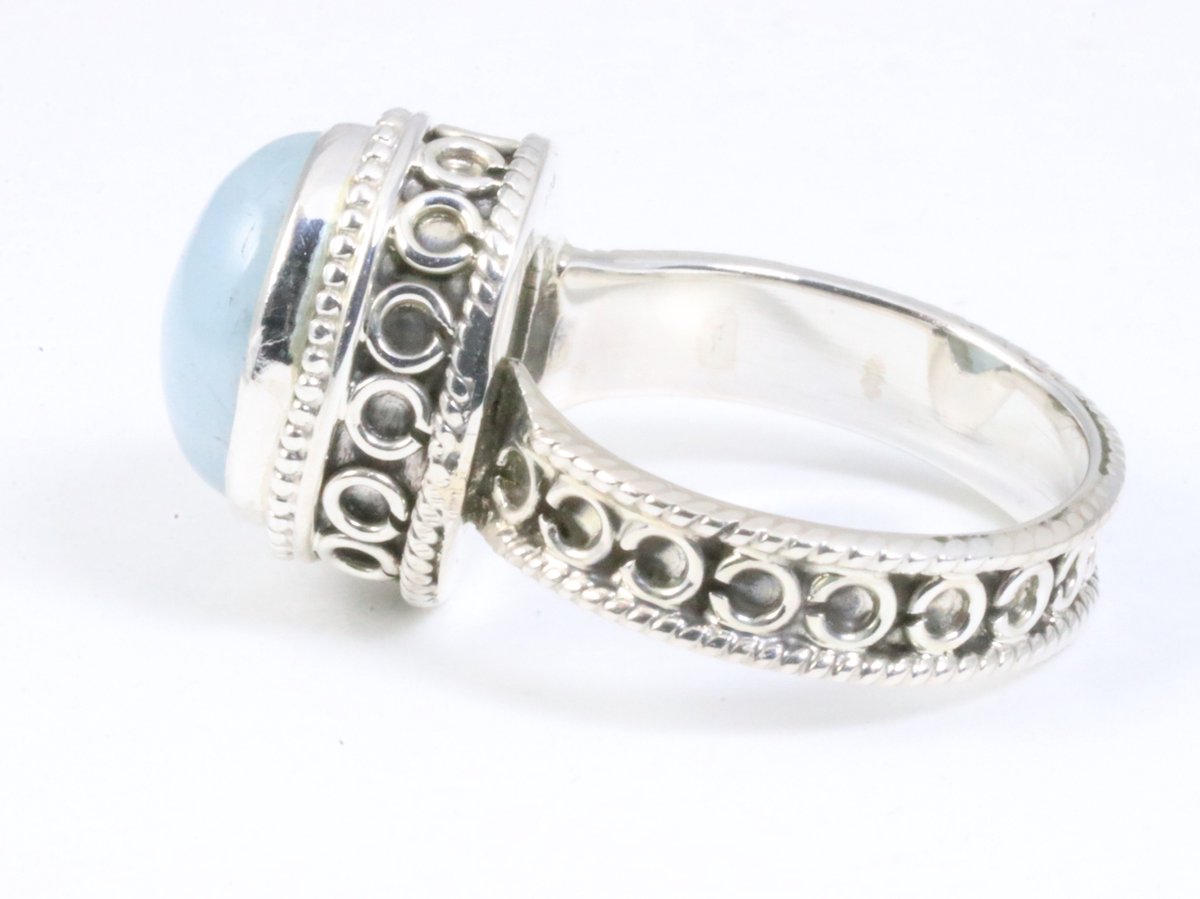 Zware bewerkte zilveren ring met aquamarijn - maat 17.5 | bol.com