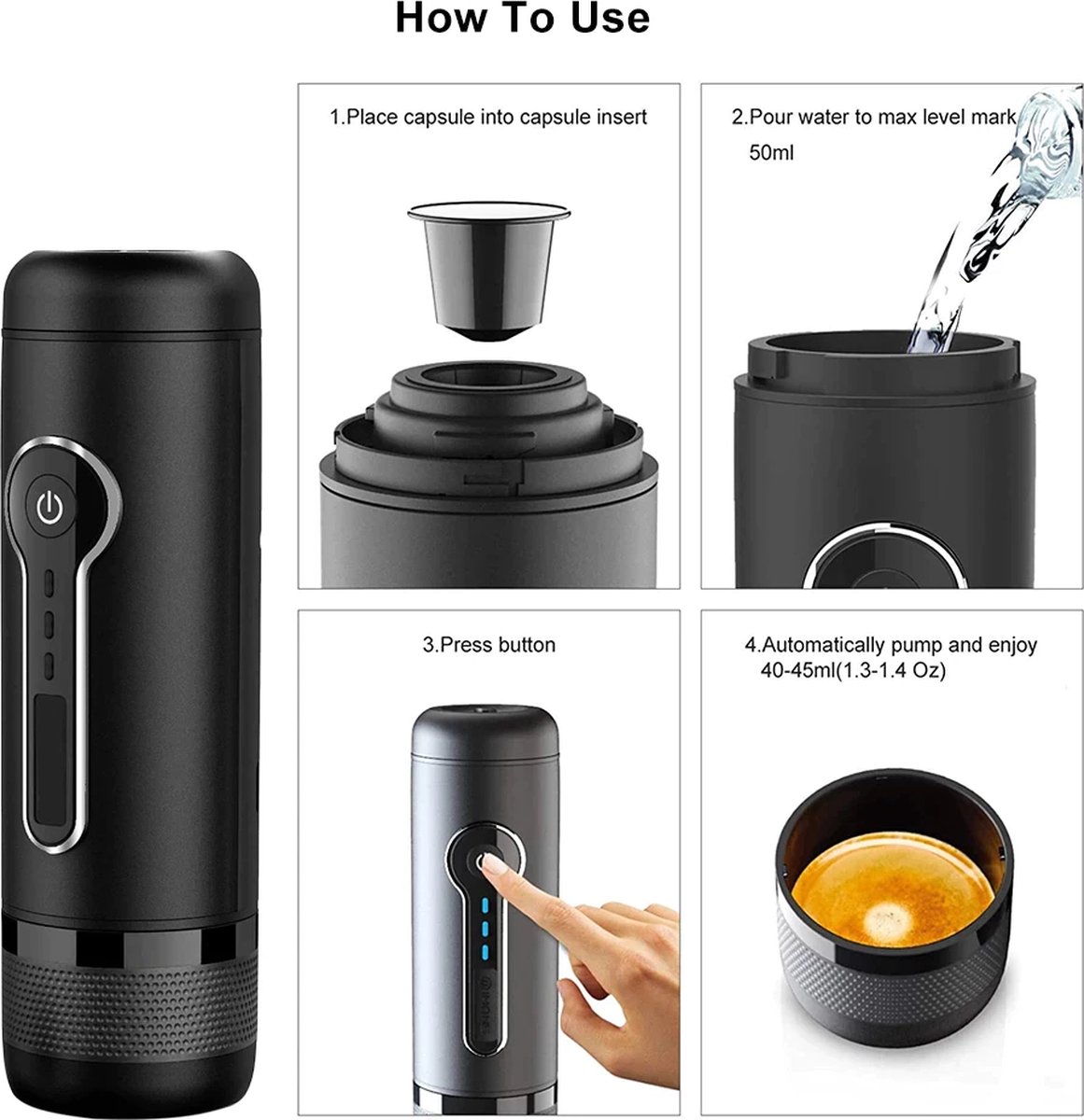 Draagbare Koffiemachine - Reis Koffiezetapparaat - Draagbare Koffie ...