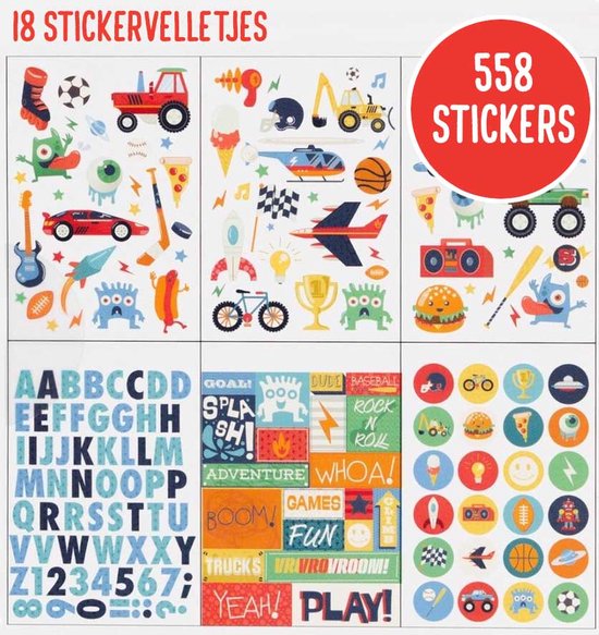 Stickerboekje met 18 Stickervelletjes | 558 Kinderstickers | Leuke ...