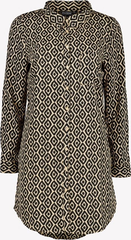 TwoDay lange dames blouse met print - Zwart - Maat S | bol.com