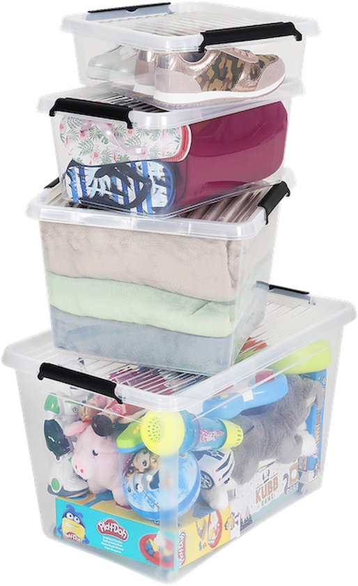 2 Stuks - Premium Opbergbox - Transparant - 38,5 x 28,5 x 16,5 cm - 12 ...