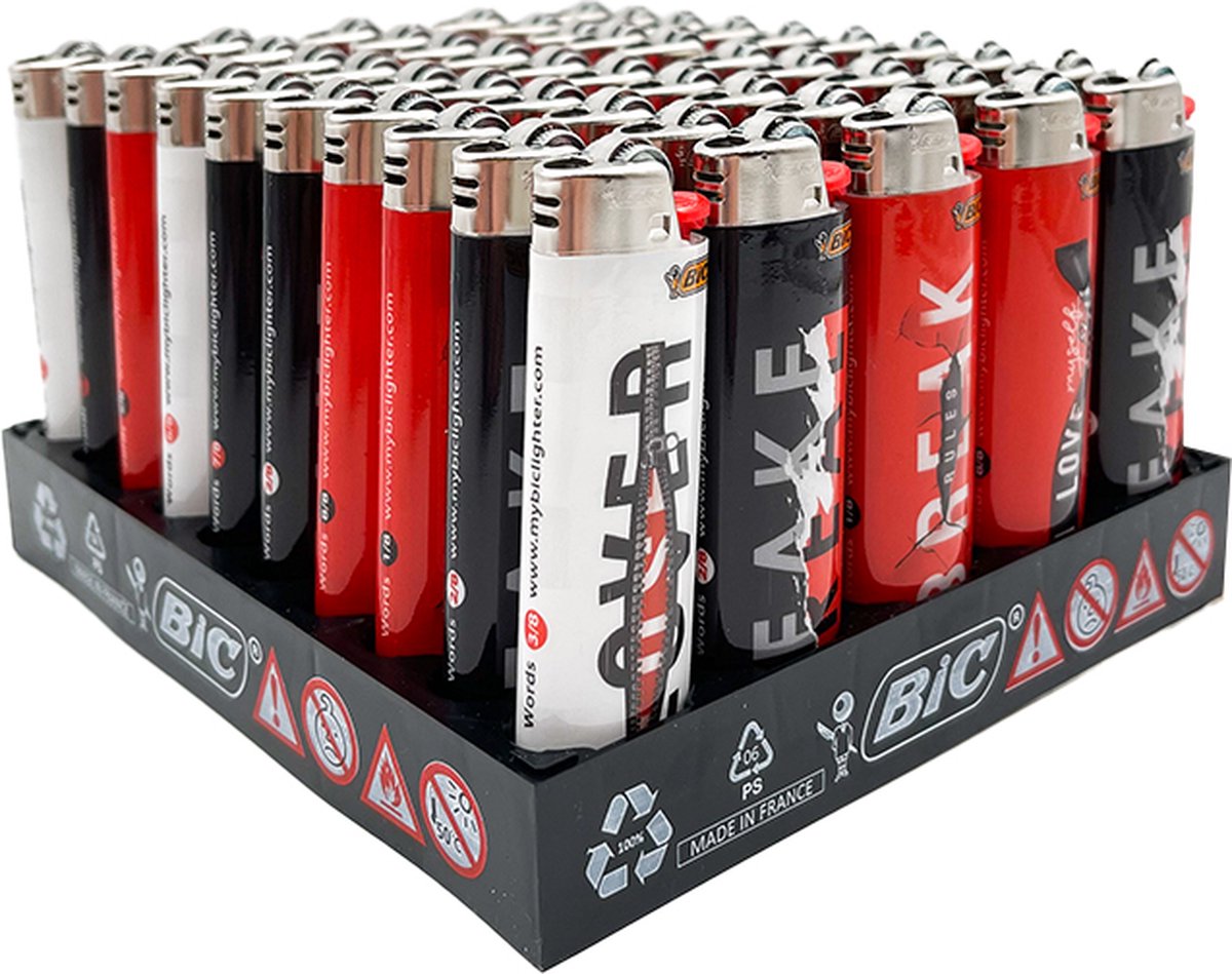 BIC MAXI aansteker J26 Display(50stuks) - Design Red ,Black & White | bol.com