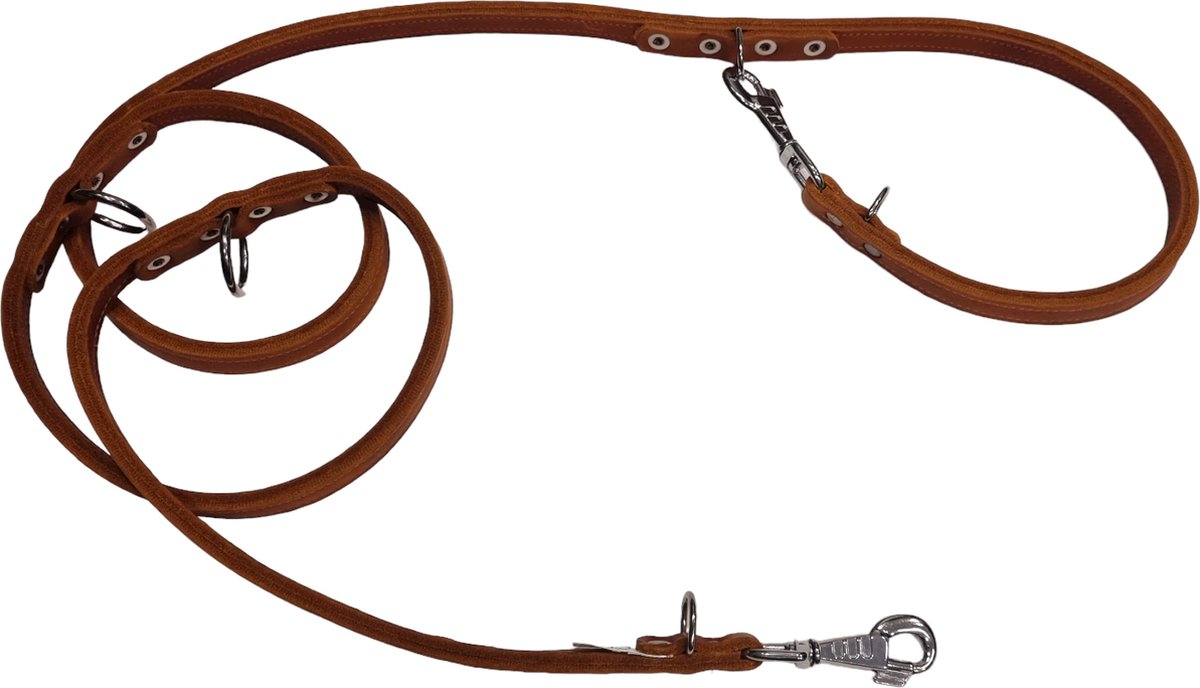 K9 World by van der Veeke, verstelbare hondenriem, bruin dubbel leer ...