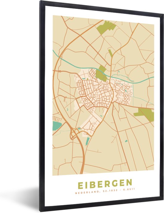 Fotolijst incl. Poster - Eibergen - Kaart - Plattegrond - Stadskaart ...