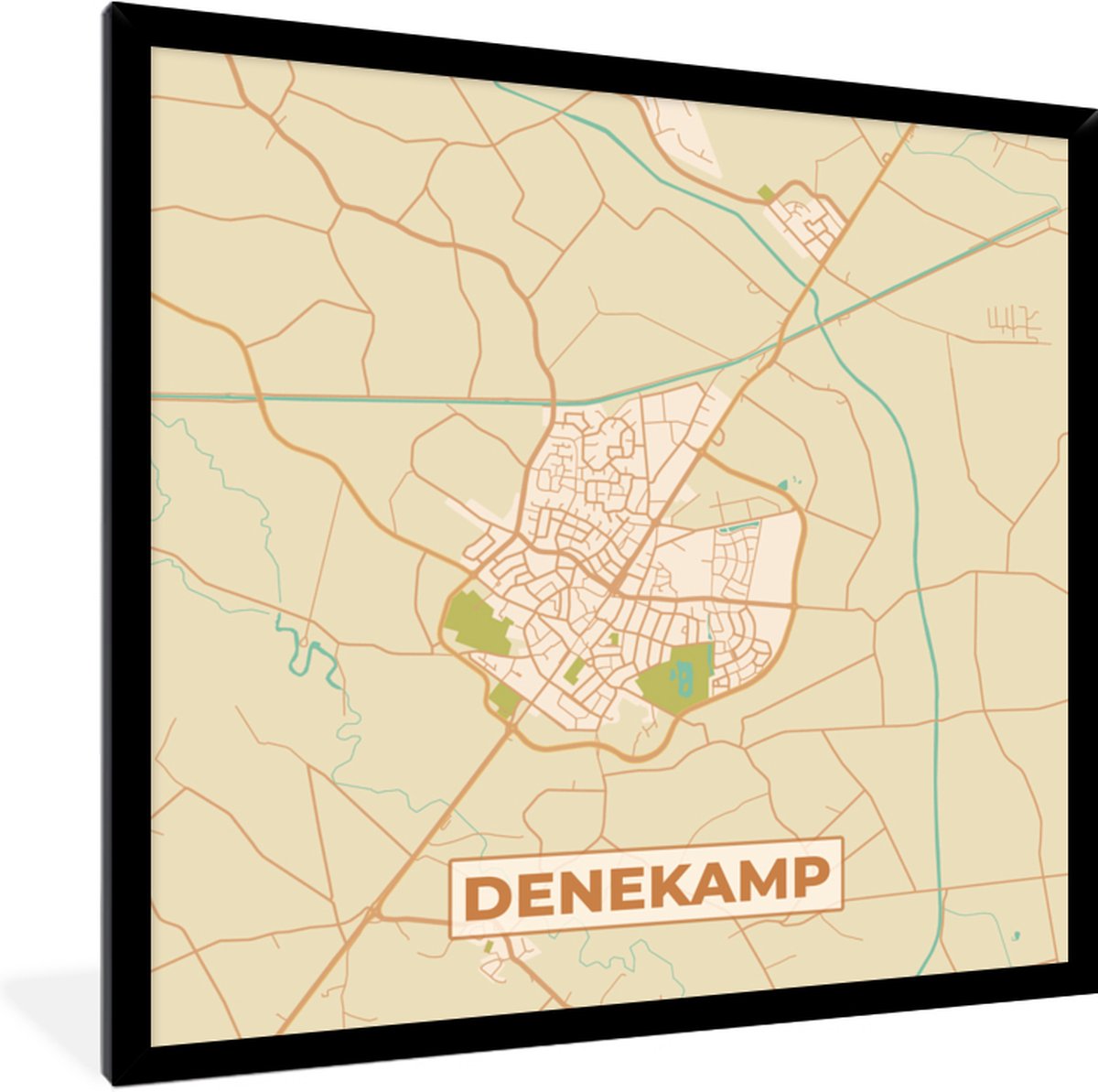 Fotolijst incl. Poster - Kaart - Denekamp - Plattegrond - Stadskaart - 40x40 cm -... | bol.com