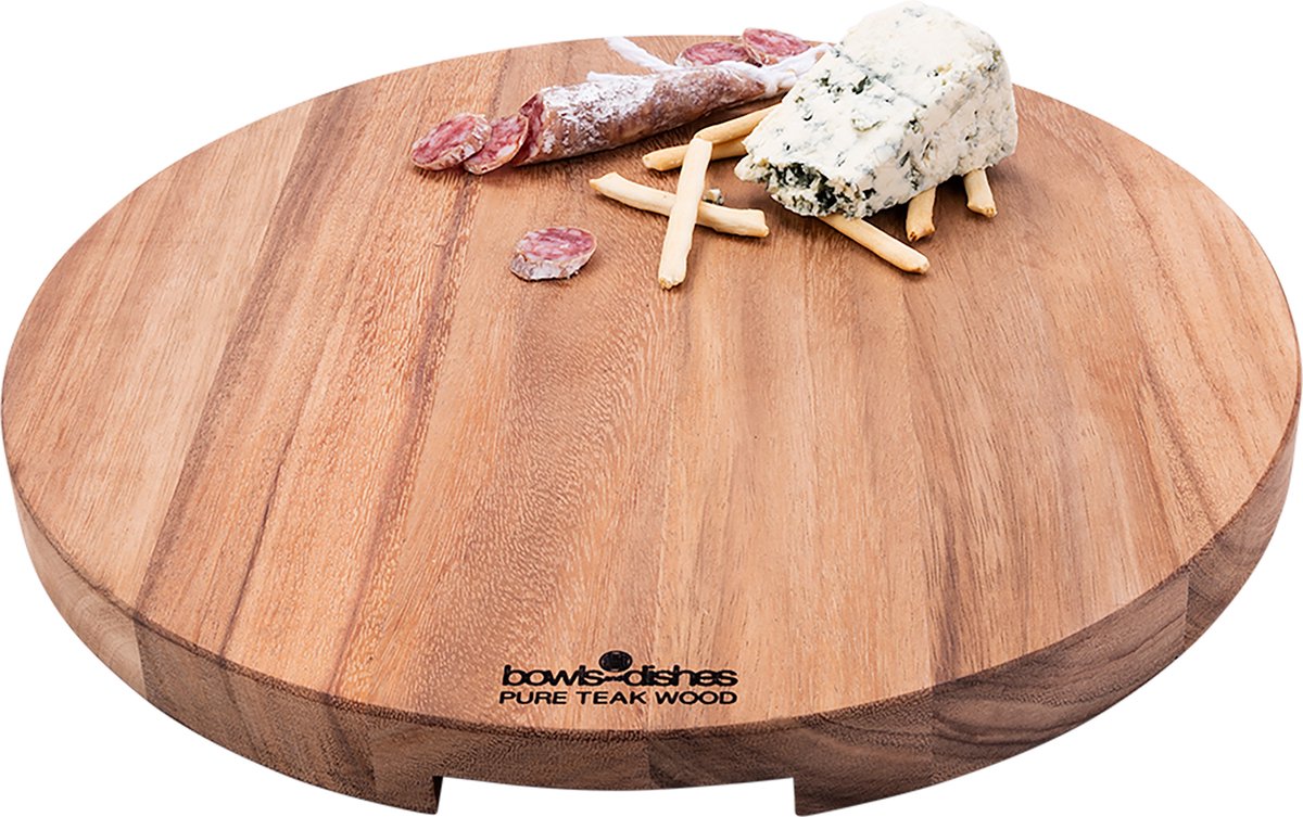 Bowls and Dishes Pure Teak Wood Ronde Borrelplank - Tapasplank ...