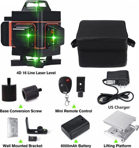 FASGet Lijnlasers - Zelfnivellerend Kruislijnlaser - 360° Graden ...