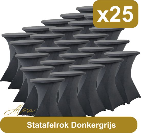 Statafelrok donkergrijs 80 cm - per 25 - partytafel - Alora tafelrok voor statafel -... | bol.com