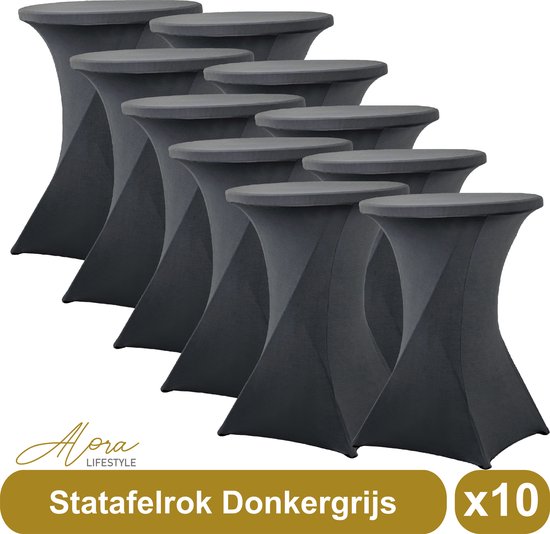 Statafelrok donkergrijs 80 cm - per 10 - partytafel - Alora tafelrok voor statafel -... | bol