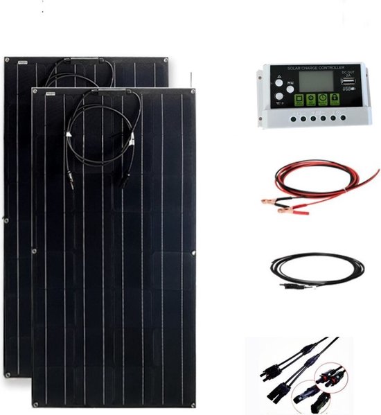 Panneau solaire M2Mgoods - Ensemble complet de Panneaux solaires - 12V - 200W - Pour... | bol.com