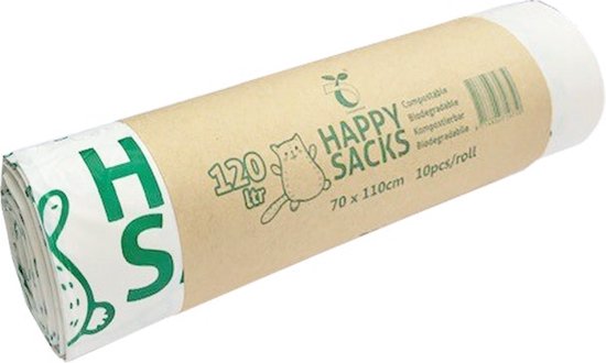 Happy Sacks biozakken 70x110 cm - 120 liter - Doos 15 rol x 10 stuks | bol
