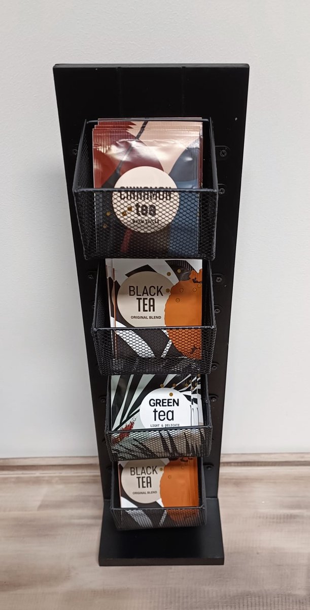 Geschenk set thee rek met vier vakjes en luxe thee | bol.com