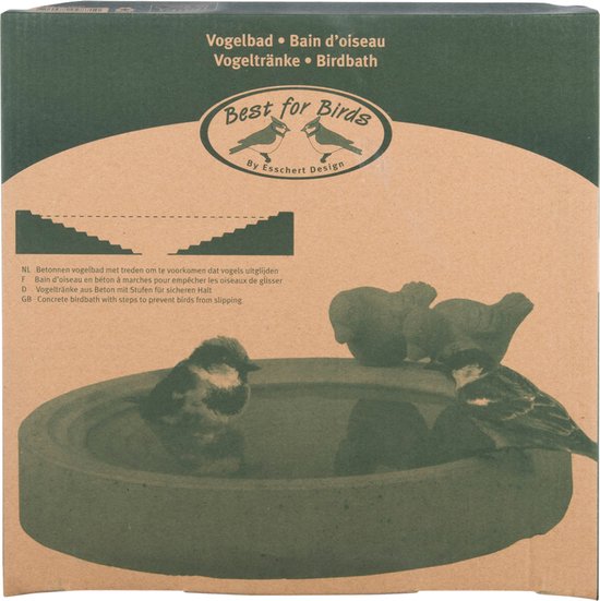 Esschert Design - Vogelbad - Beton - 29 x 29 x 11 cm | bol